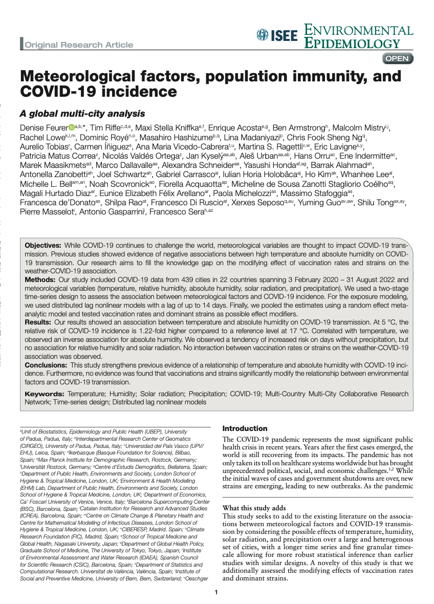 MCC Article Collection in Environmental Epidemiology - MCC ...